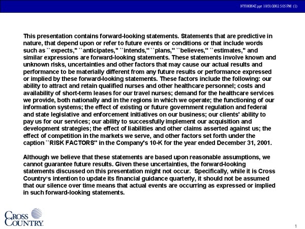 This presentation contains forward-looking statements. Statements that ...