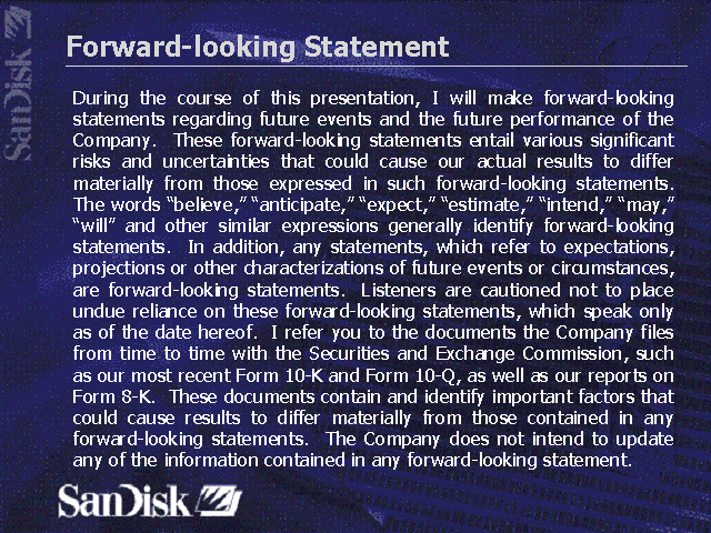 Forward-looking Statement