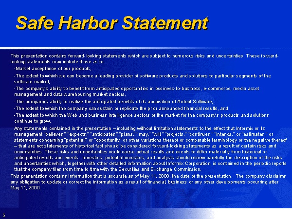 Safe Harbor Statement