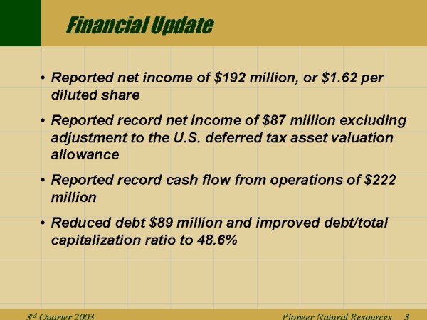 Financial Update