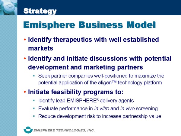 Emisphere Business Model
